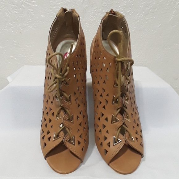 Pink Key | Shoes | Pink Key Ankle Booties Peep Toe Lace Up 8 | Poshmark